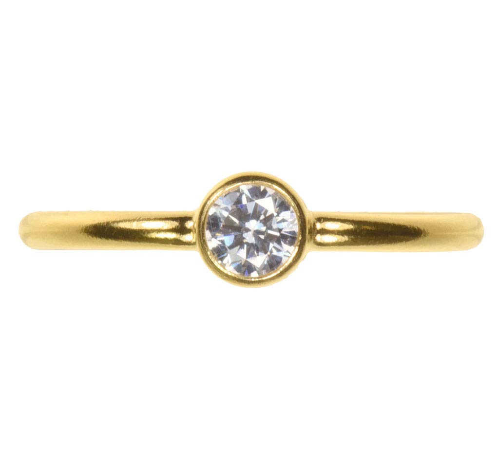 uGems 14kt Gold Filled White 4mm CZ Stacking Rings Size 8