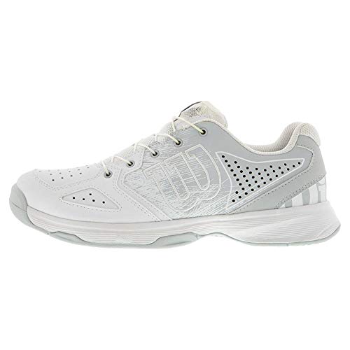 Wilson unisex child Kaos Junior Ql Tennis Shoe, White/Pearl Blue/Black, 5 Big Kid US