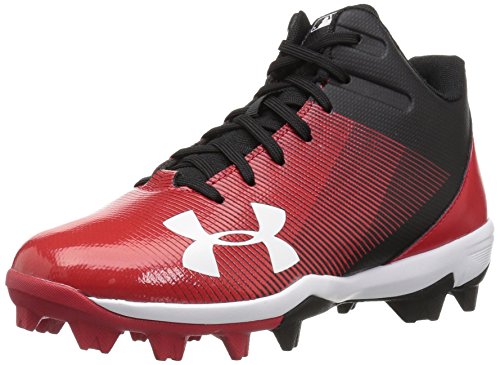 Under Armour Boy’s Leadoff Mid Jr. RM Baseball Shoe, Black (061)/Red, 8 US Unisex Little Kid