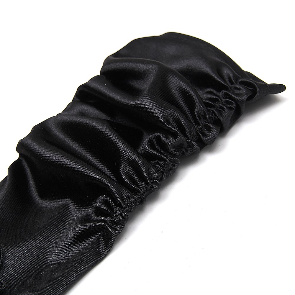 Xuhan 15"/ 21" Long Flapper Evening Opera Satin Gloves for Women Elbow Length 1920s (Black-13.8 inches)