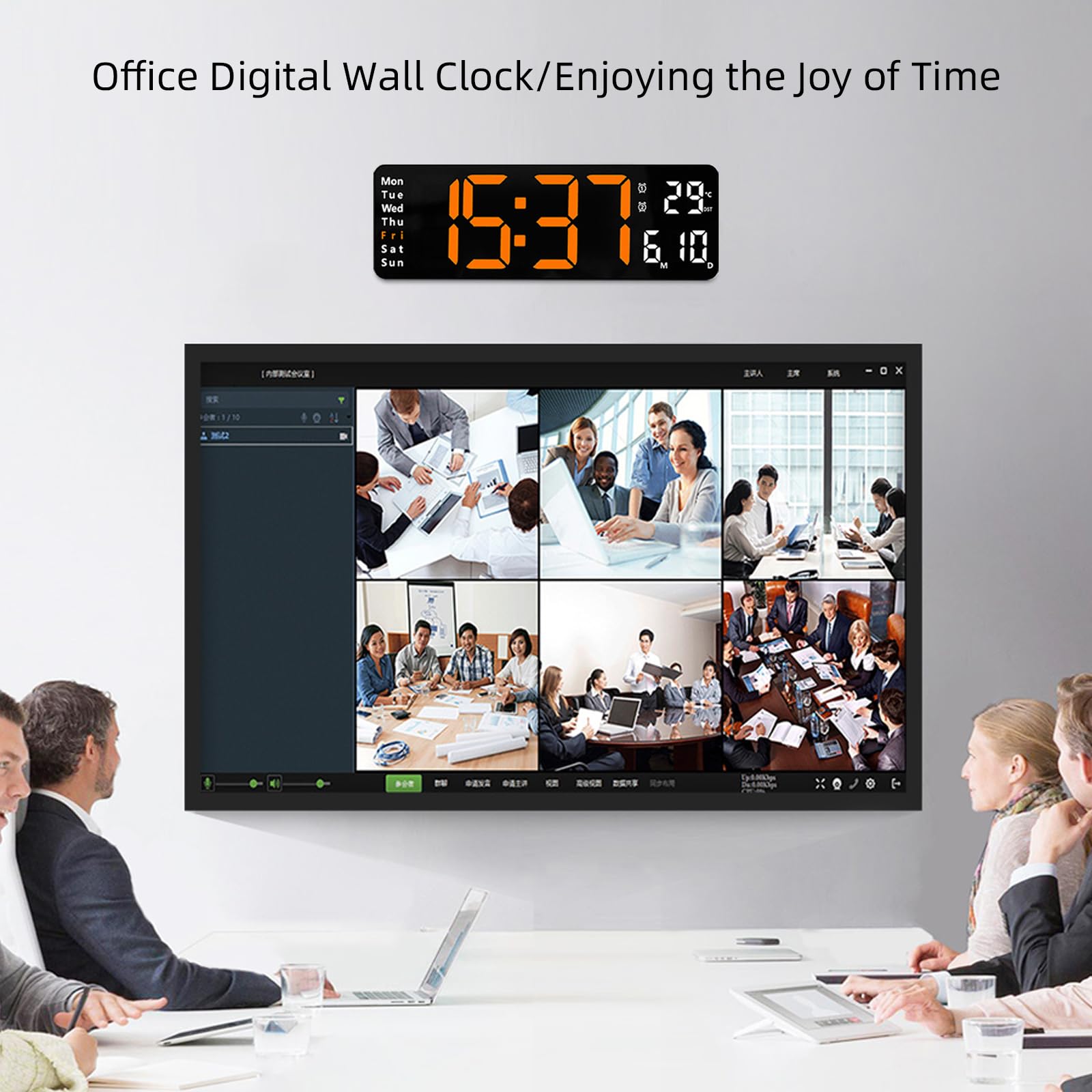 SPLITSKY 12.5 Inch Large Digital Wall Clock, Modern LED Digital Clock with Remote Control,10-Levels Brightness Dimming,Dual Alarm Clock, Date,Week,Temperature, for Bedroom, living Room, Office