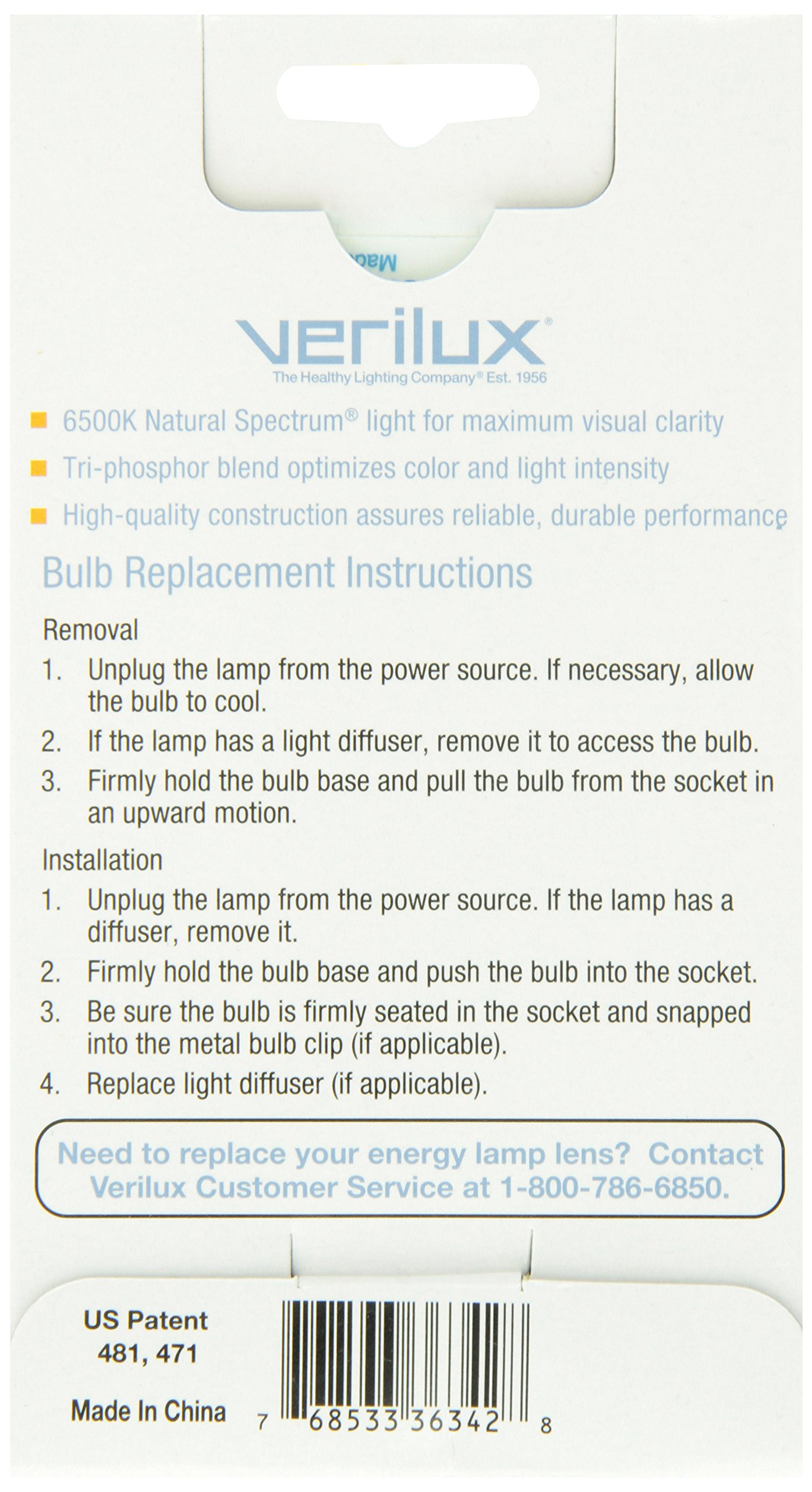 Verilux Genuine CFML27VLX Natural Spectrum Bulb | 1715 Lumens, 6500K