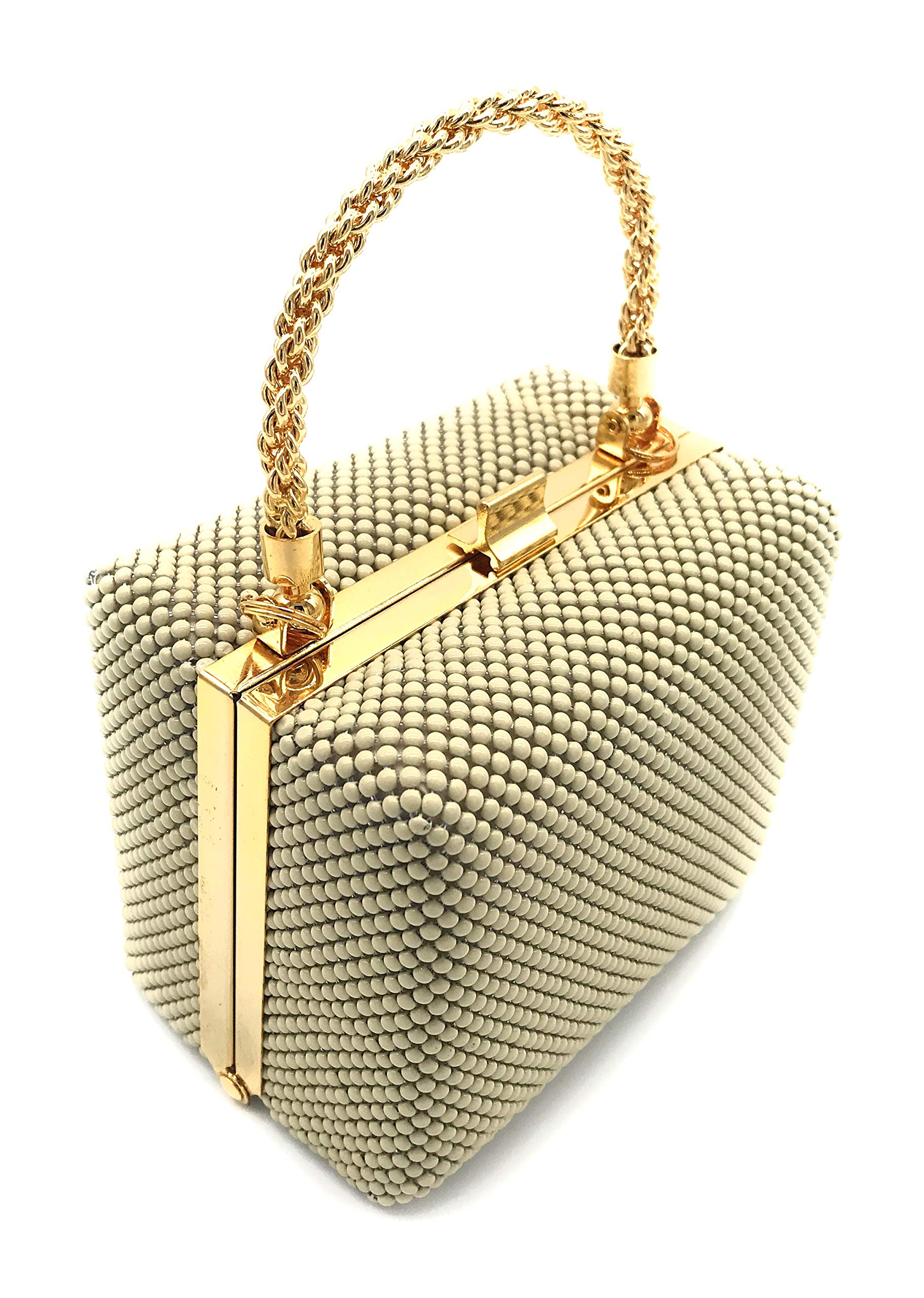 XX-Small clutch Metal beaded mesh evening box purse for Cocktail Party Prom Wedding Banquet (Blue)