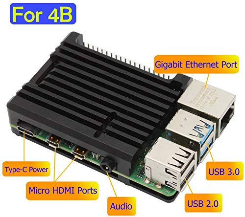 WINGONEER Armor Case with Thermal Pads for Raspberry Pi 4 Model B Armor Aluminum Alloy Passive Cooling Case Compatible with Raspberry Pi 4 Model B Only - Black