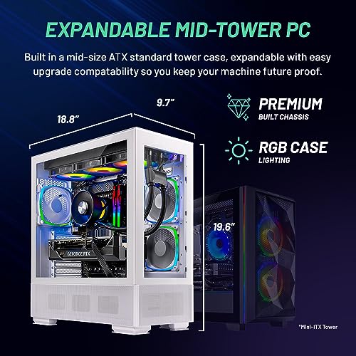 Skytech Gaming Azure PC Desktop β AMD Ryzen 9 7900X3D 4.4 GHz, NVIDIA RTX 4080, 1TB NVME Gen4 SSD, 32GB DDR5 RAM RGB, 1000W Gold PCIE 5.0 PSU, 360mm AIO, 11AC Wi-Fi, Windows 11 Home 64-bit,White