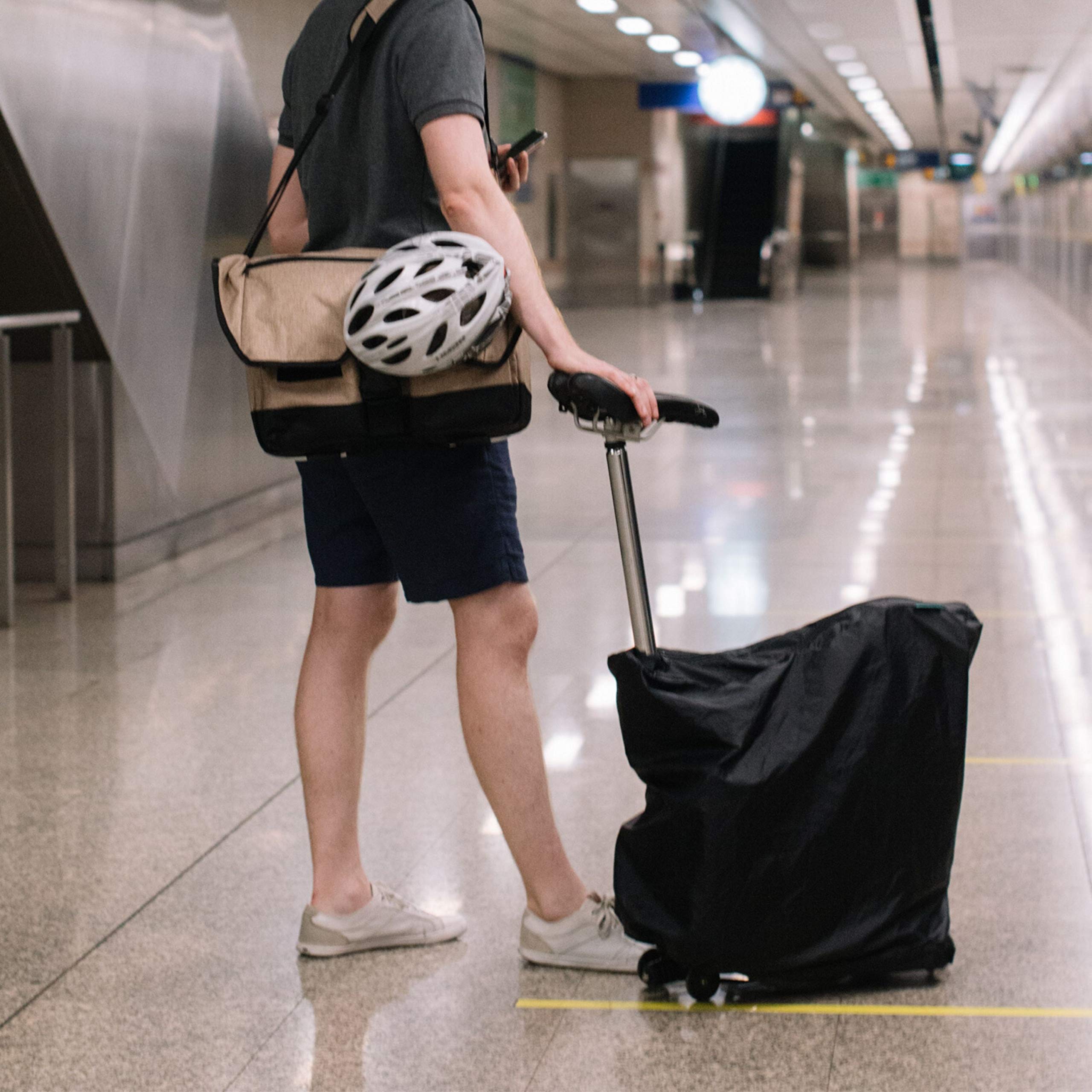 Vincita Hunter Bike Cover for Brompton Folding Bicycle with Integrated Pouch Made with Self-Healing Fabric - Black Light Weight, Foldable Into Small Bag - for Using On Train, Bus.