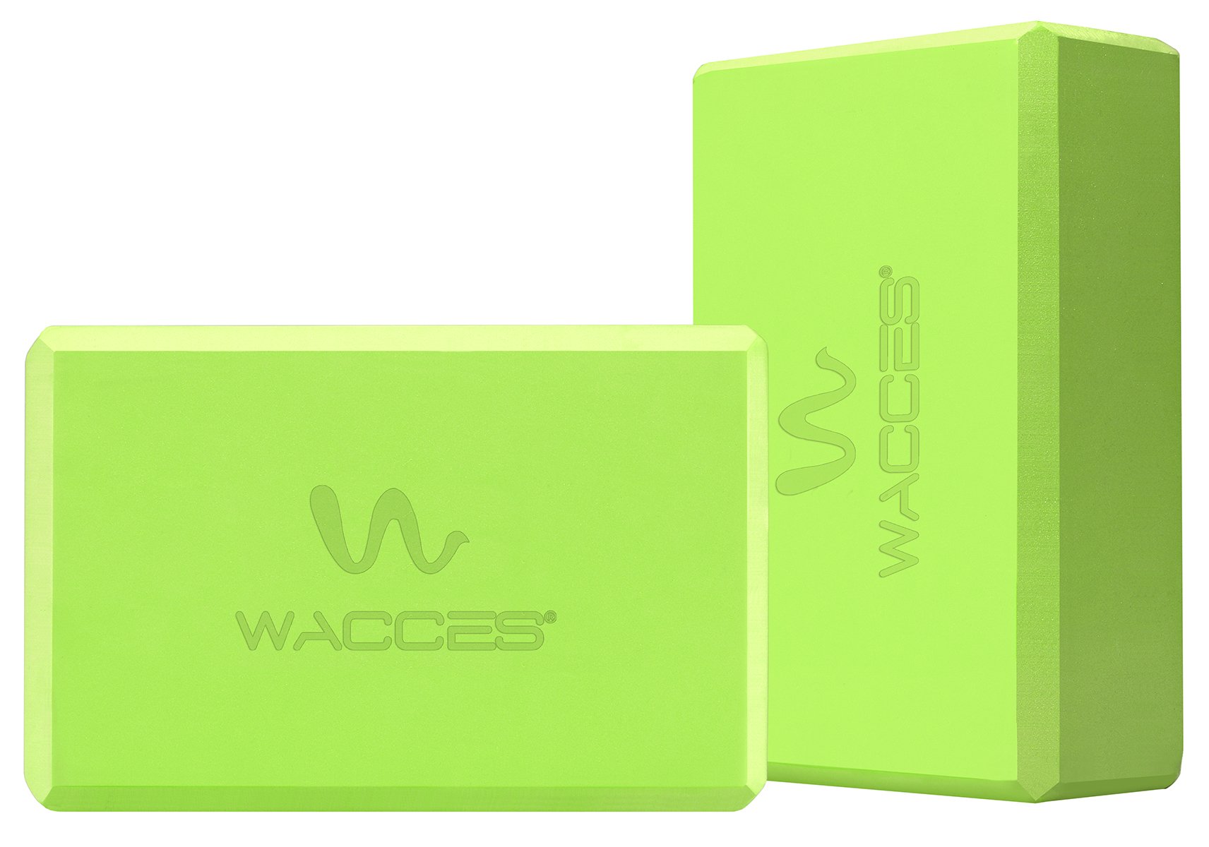 Wacces Foam Exercise, Fitness & Yoga Blocks - Set of 2 (9" x 6" x 4") - Green