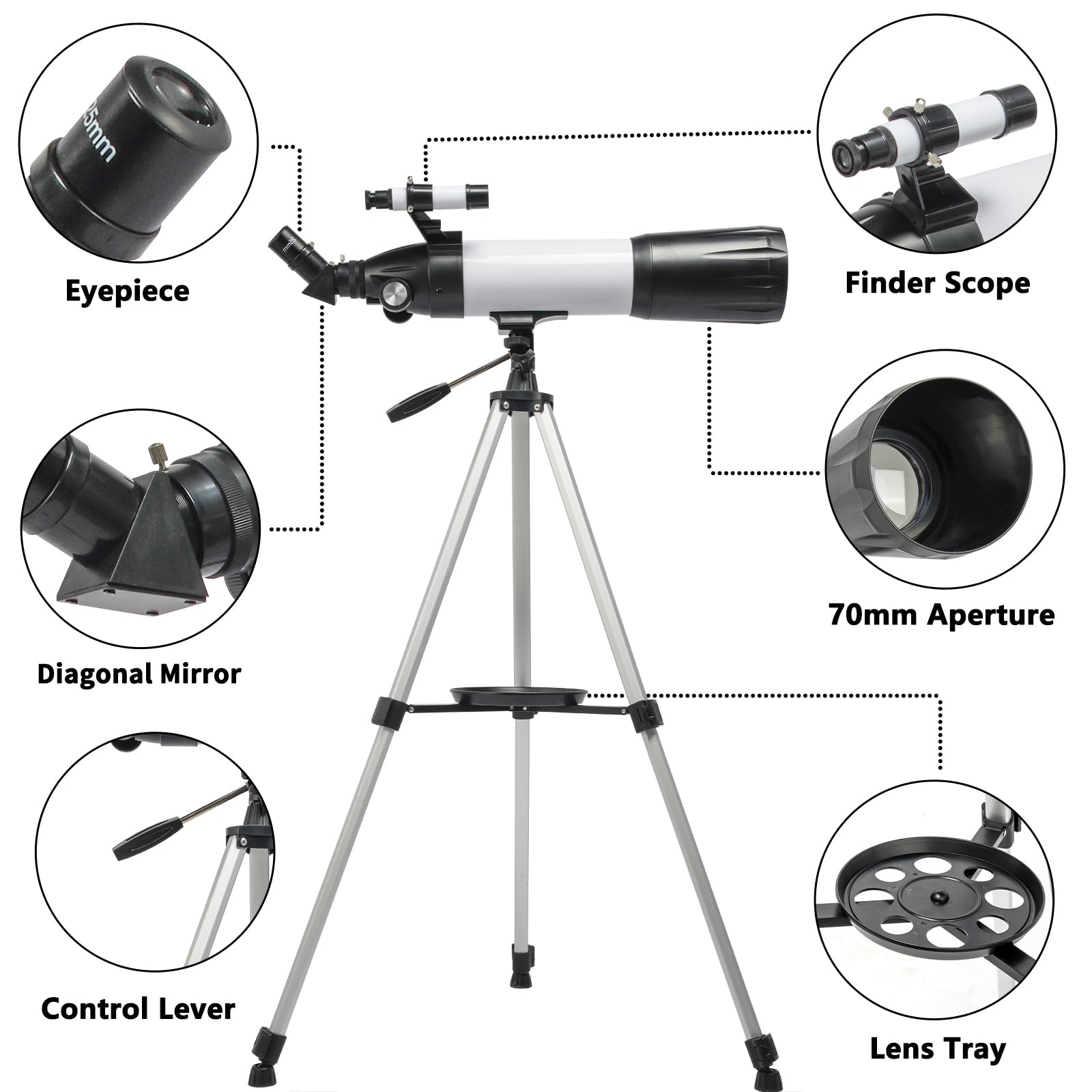 Telescope 80mm Aperture 600mm - Astronomical Portable Refracting Telescope Fully Multi-coated High Transmission Coatings AZ Mount with Tripod, Phone Adapter & Carrying Bag
