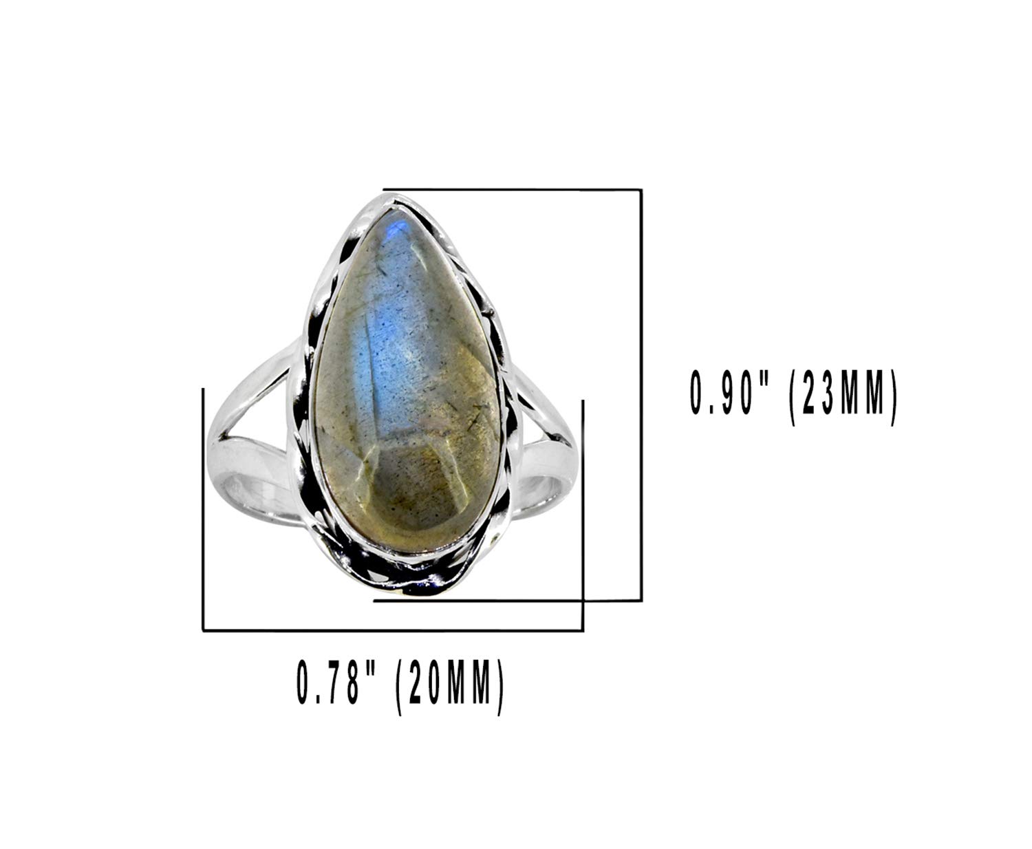YoTreasure Labradorite Solid 925 Sterling Silver Split Shank Ring Jewelry
