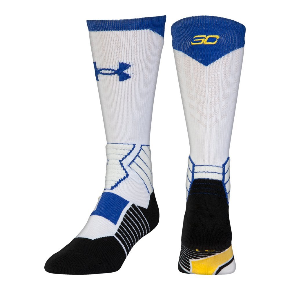 Under Armour Youth Basketball Curry Crew Socks, 1-Pair , White/Royal , Small