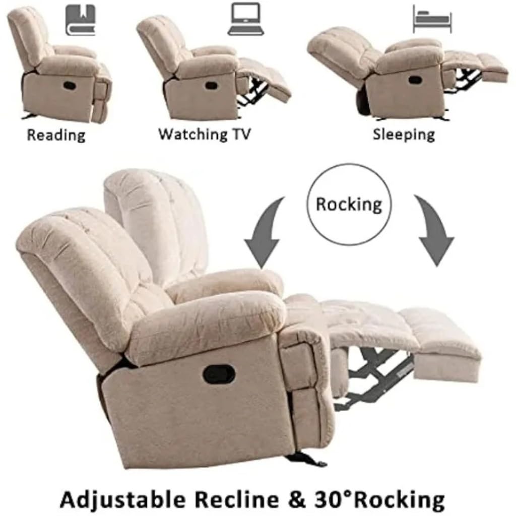 WXBDD Oversized Rocker Recliner Chair, Manual Recliner Single Sofa Couch, Soft Fabric Overstuffed Rocking Chair