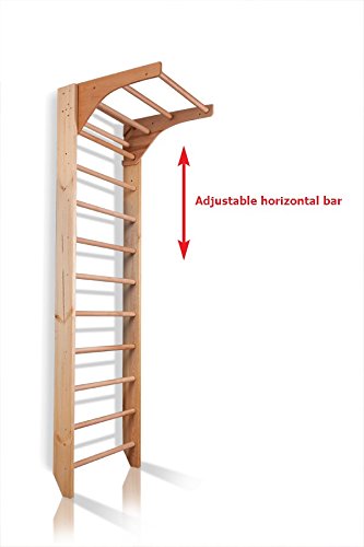 Wooden Swedish Ladder - Stall Bars Set for Physical Therapy & Gymnastics with Swing Set and Adjustable Pull-up bar - Sport Complex (KM-2)