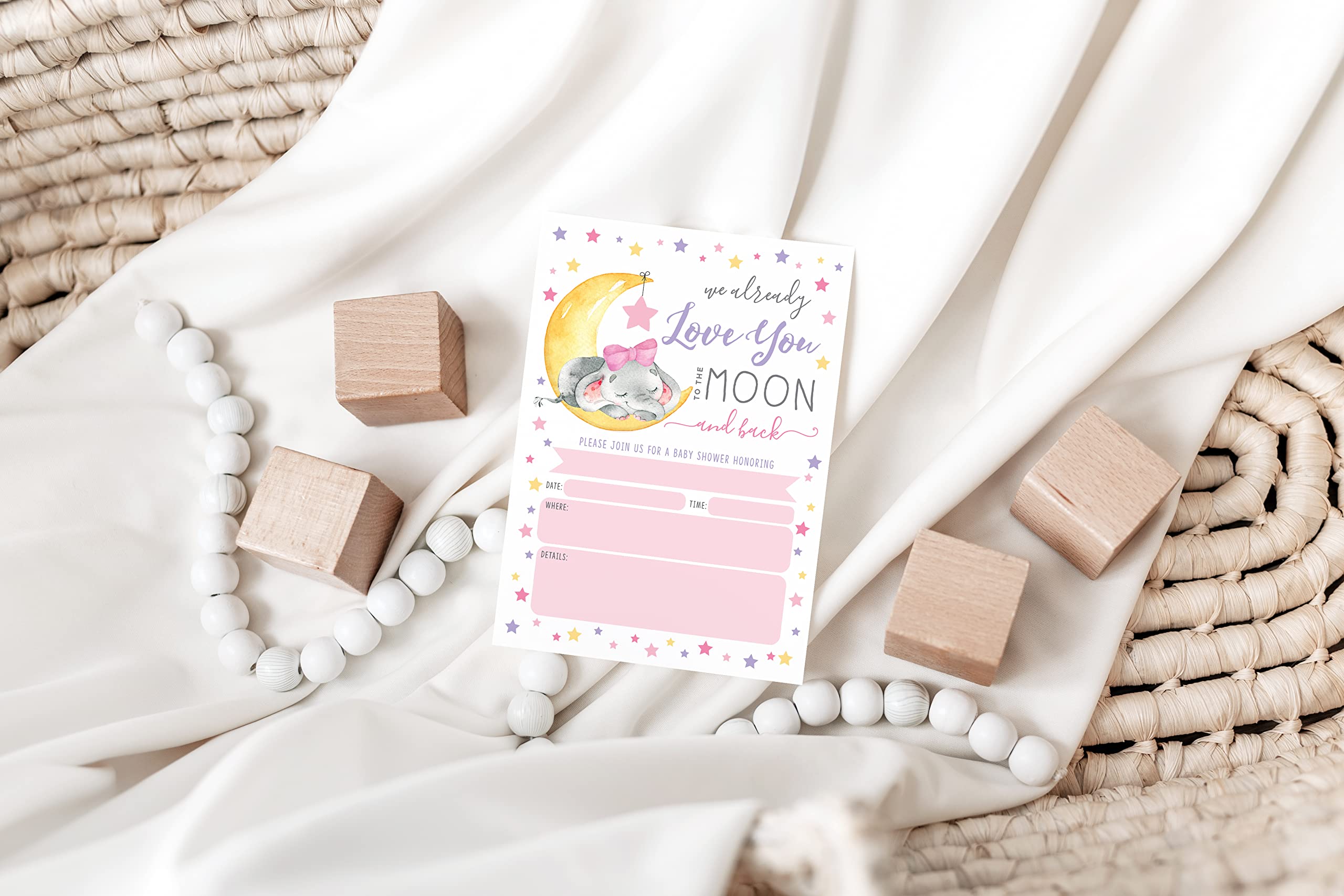Your Main Event Prints Greeting Card, Baby Shower Invitation, Elephant, 20 Invitations and Envelopes