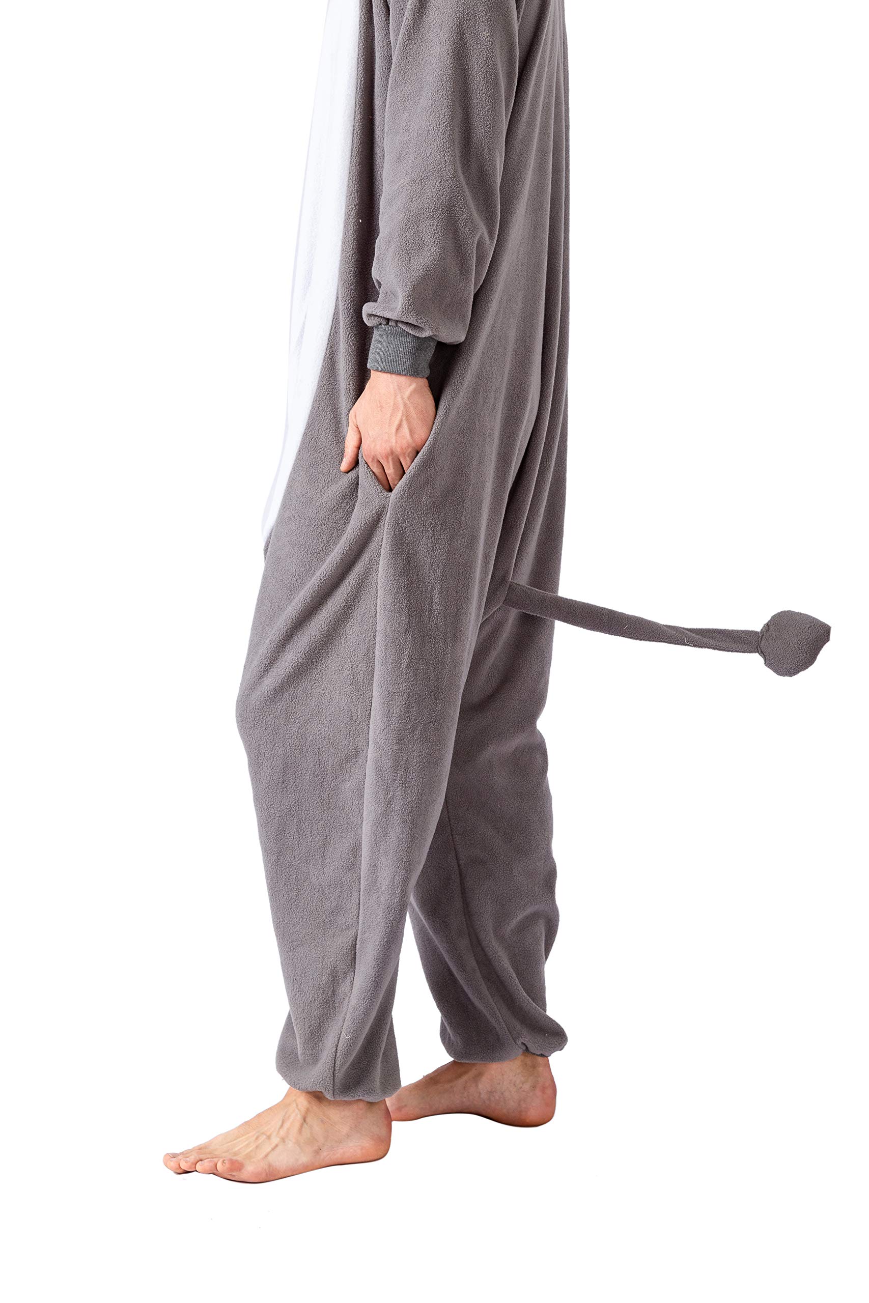 Spooktacular Creations Unisex Adult Pajama Plush jumpsuit One Piece Elephant Animal Costume (Medium) Grey