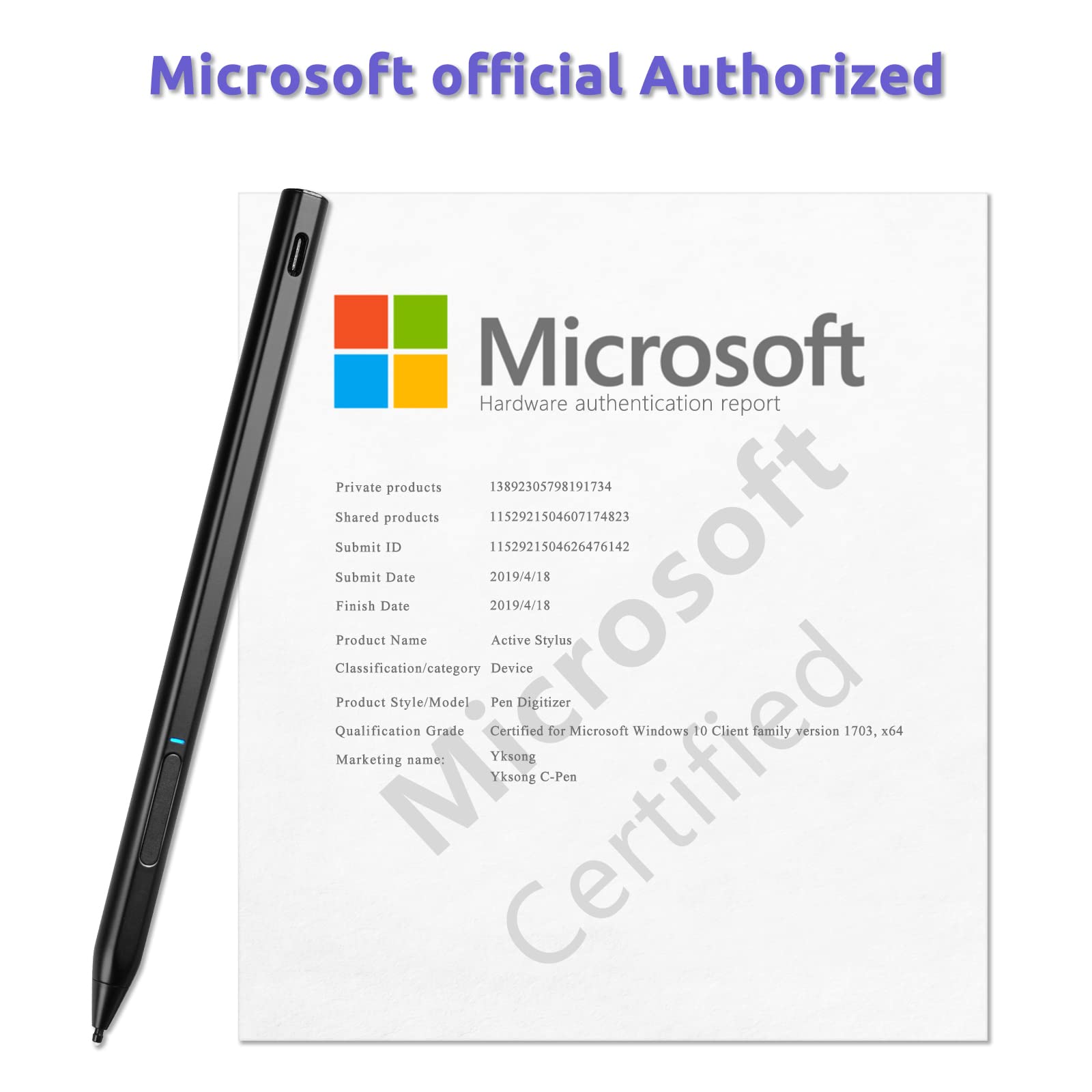 Slim Pen for Surface Pro 8 Stylus Pen - Compatible with Surface Pro 8 7/Surface Pro X/Surface Laptop Studio,Real-time and Pinpoint Accuracy Active Pen for ASUS/HP/ACER/DELL TouchScreen Tablet Pencil