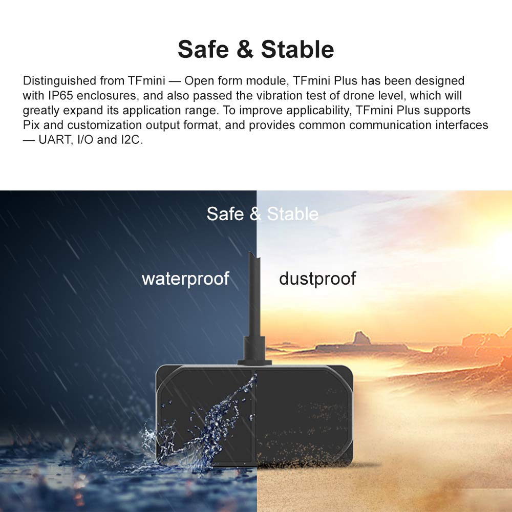 youyeetoo TFmini Plus Lidar Sensor Module Single-Point Ranging Module 0.1-12m Measurement Range Distance, for Drone Industrial Sensing Robot Smart Home Support I/O, UART and I2C