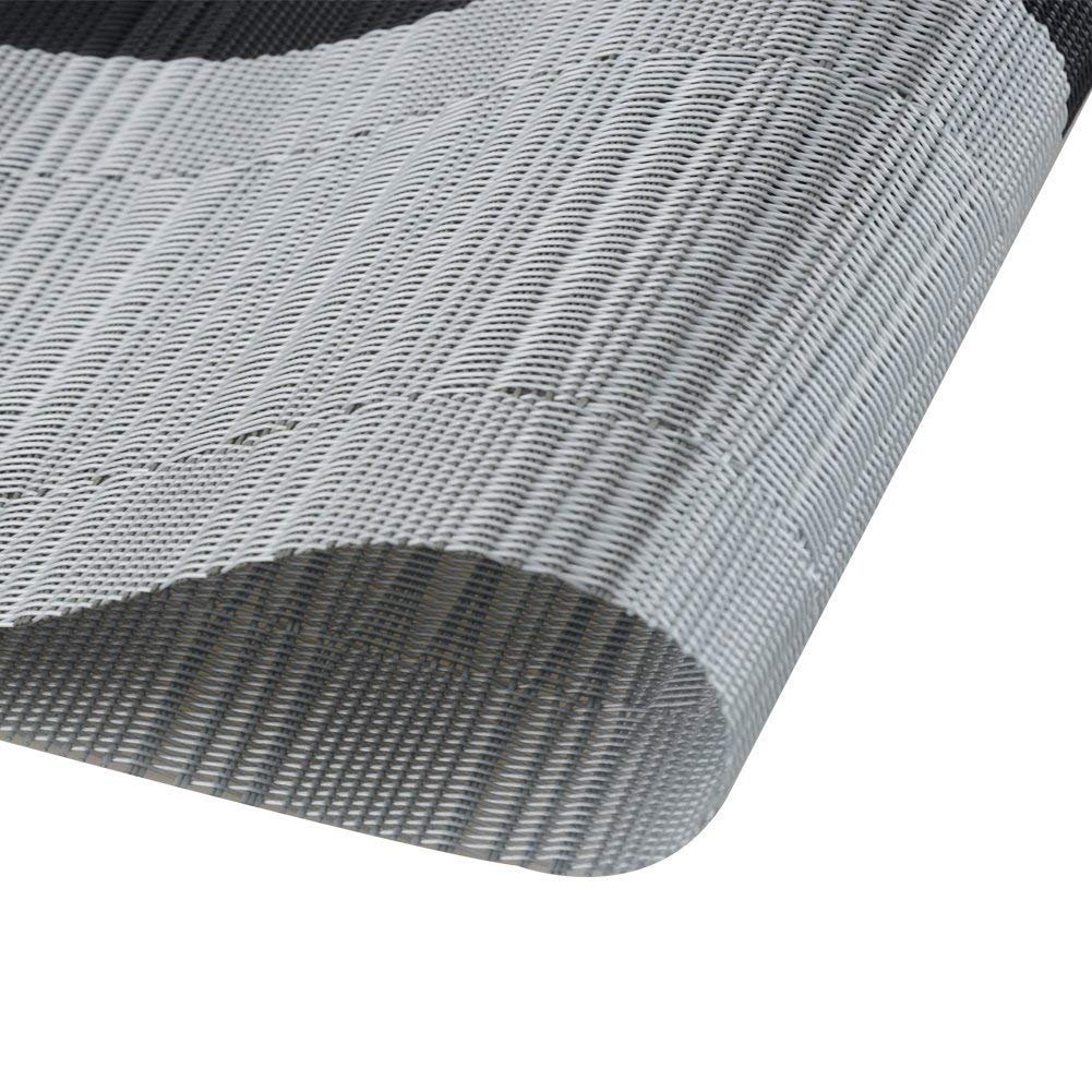 V-Shine Placemats for Dining Table Set of 4 Washable Woven Placemat Non-Slip Kitchen Waterproof Table Place Mats - Grey&Black