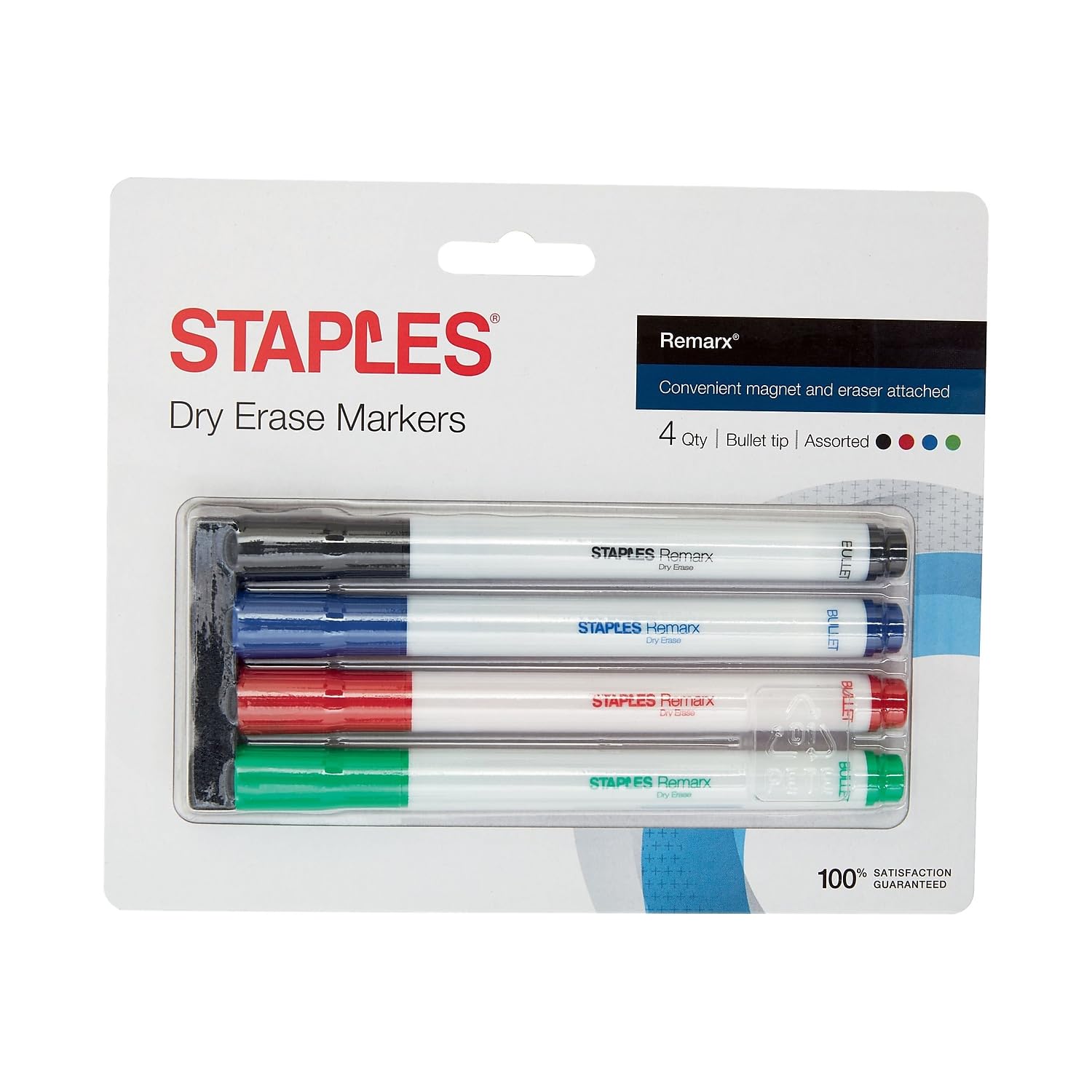 Staples 2056097 Remarx Dry Erase Markers Bullet Point Assorted 4/Pack (29329)
