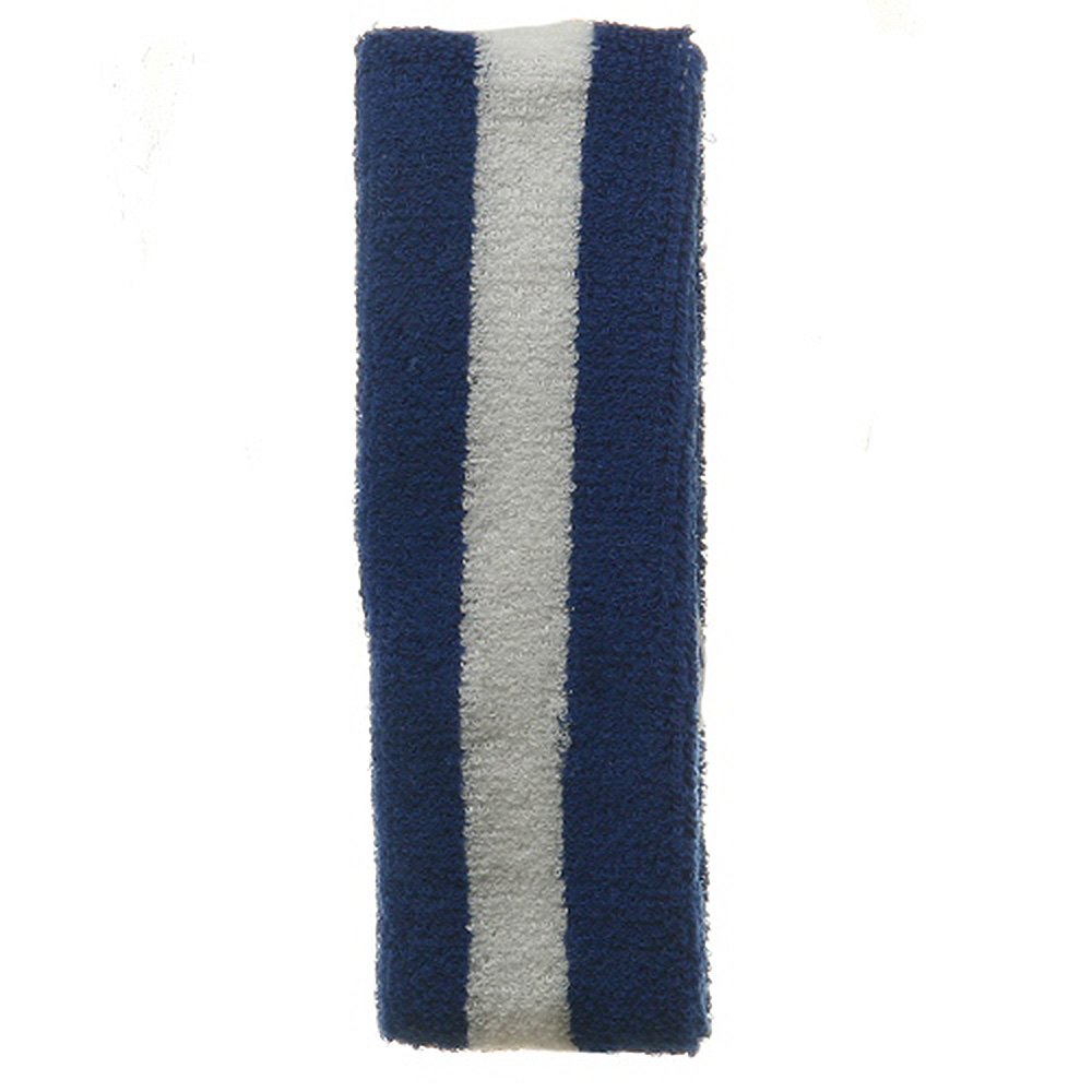 Terry Stripe Headband-Royal White W15S28C