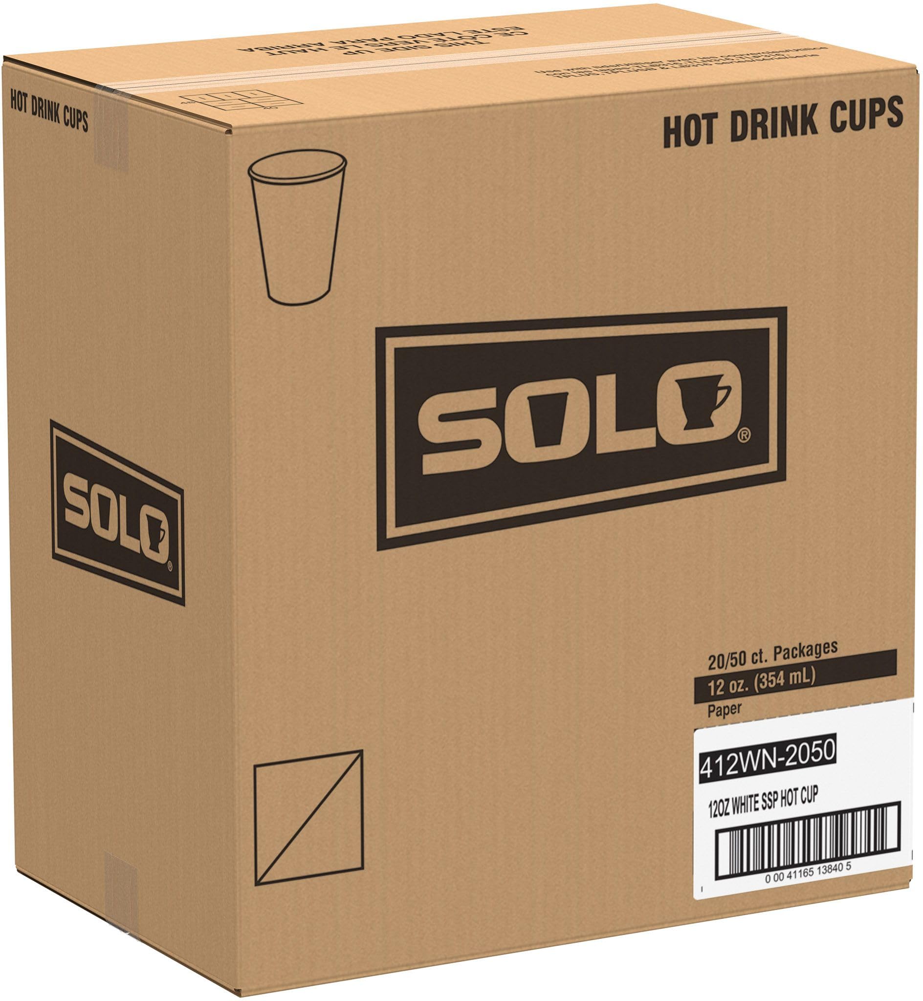 Solo 412WN-2050 12 oz White SSP Paper Hot Cup (Case of 1000)