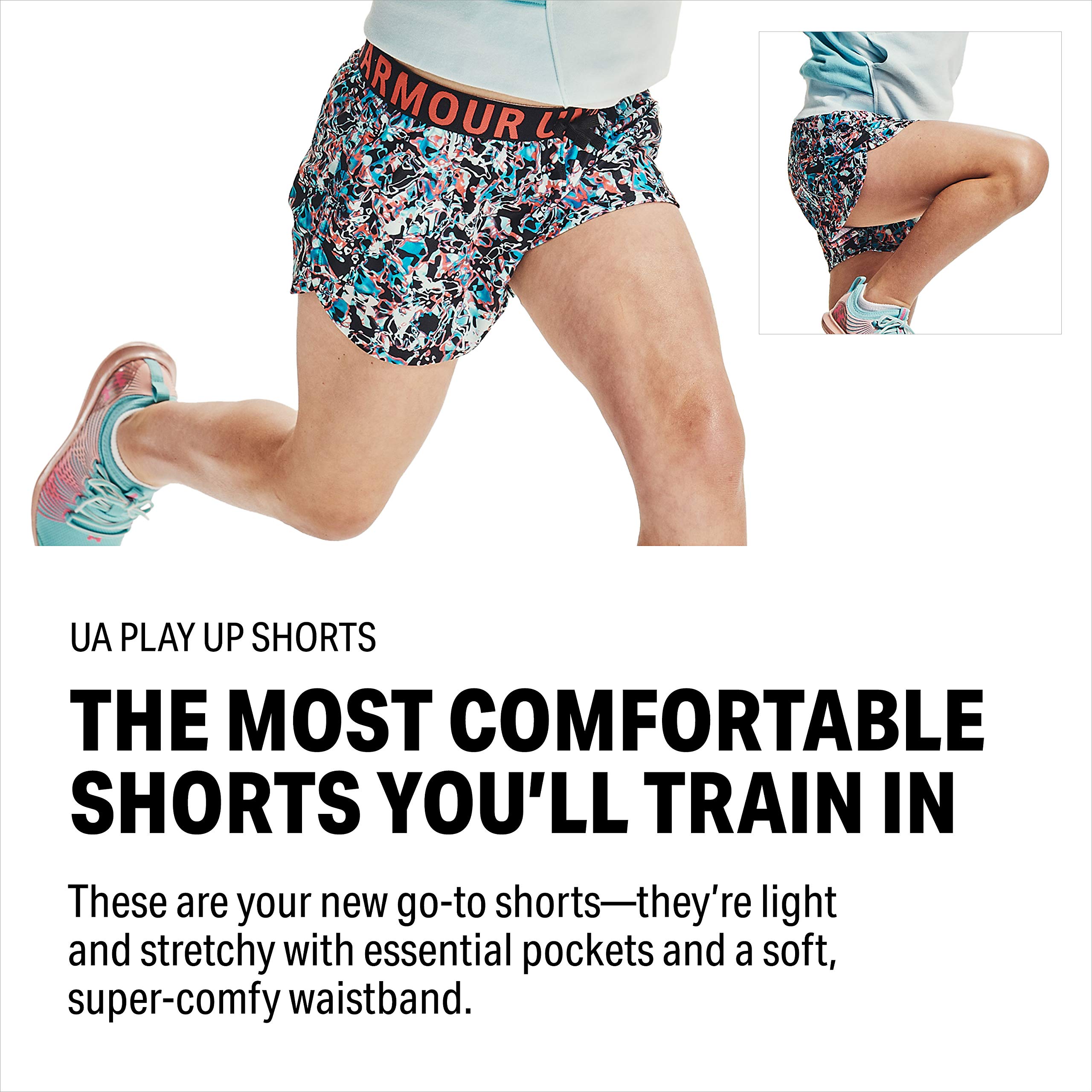 Under Armour Play Up Printed Workout Gym Short, Black (001)/Metallic Silver, Youth Medium