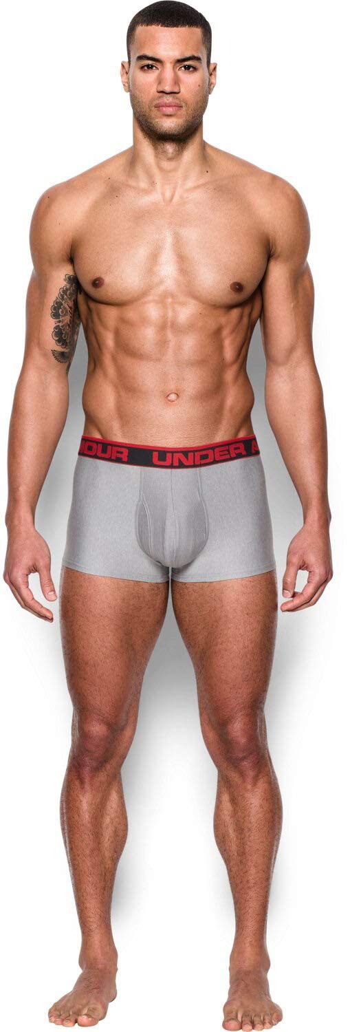 Under Armour Men's Original Series 3” Boxerjock, True Gray Heather /Red, X-Large