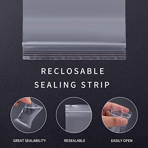 Small Plastic Bags, 400 PCS Mini Baggies, 4 Assorted Sizes, Transparent Jewelry Bags, Mini Zip lock Bags, Resealable Poly Bags for Pill, Beads, Screws, Packaging