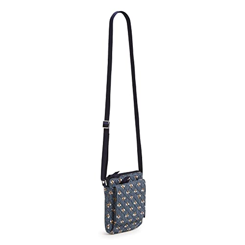 Vera Bradley Women's Cotton Mini Hipster Crossbody Purse With RFID Protection, Bees Navy - Recycled Cotton, One Size
