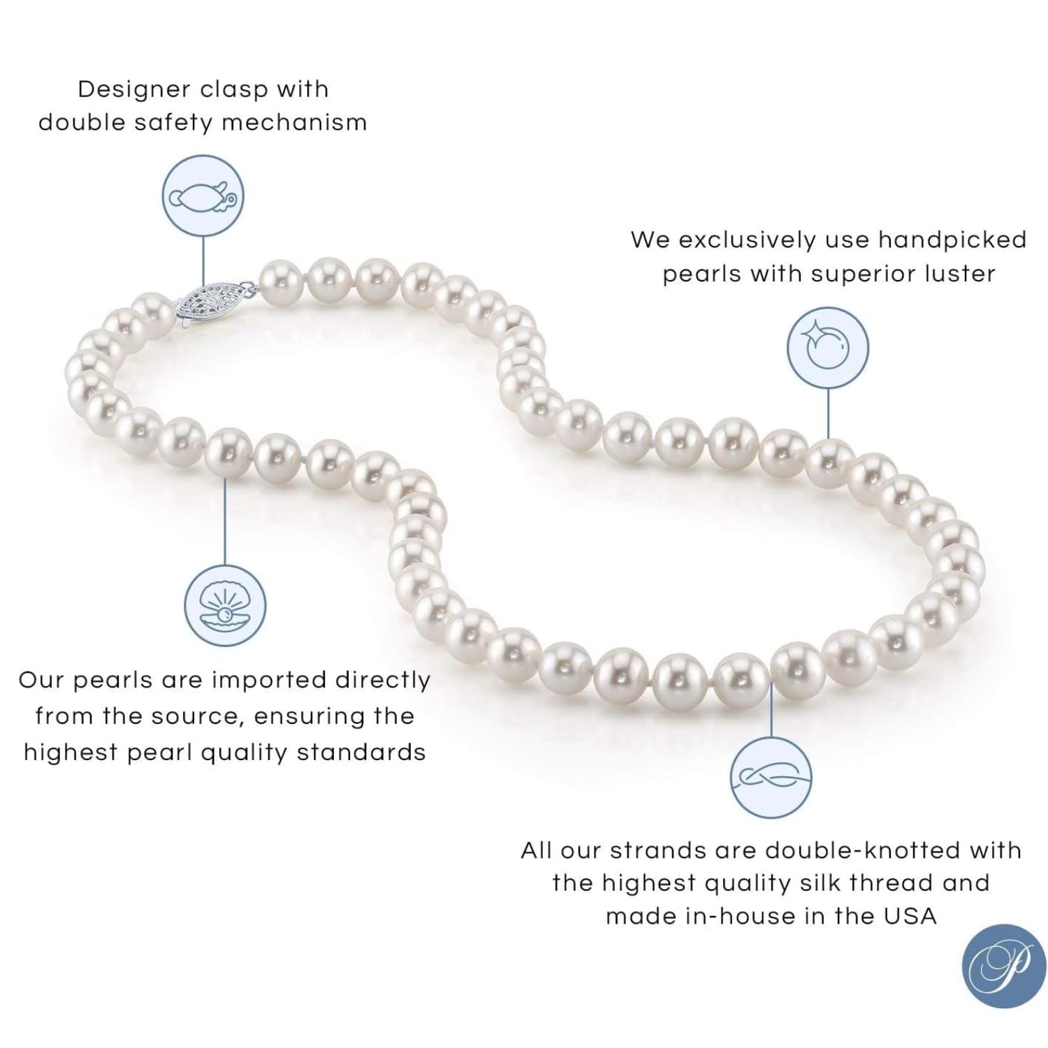 The Pearl Source 14K Gold 7-8mm AAA Quality White Freshwater Cultured Pearl Choker Necklace for Women in 16" Length