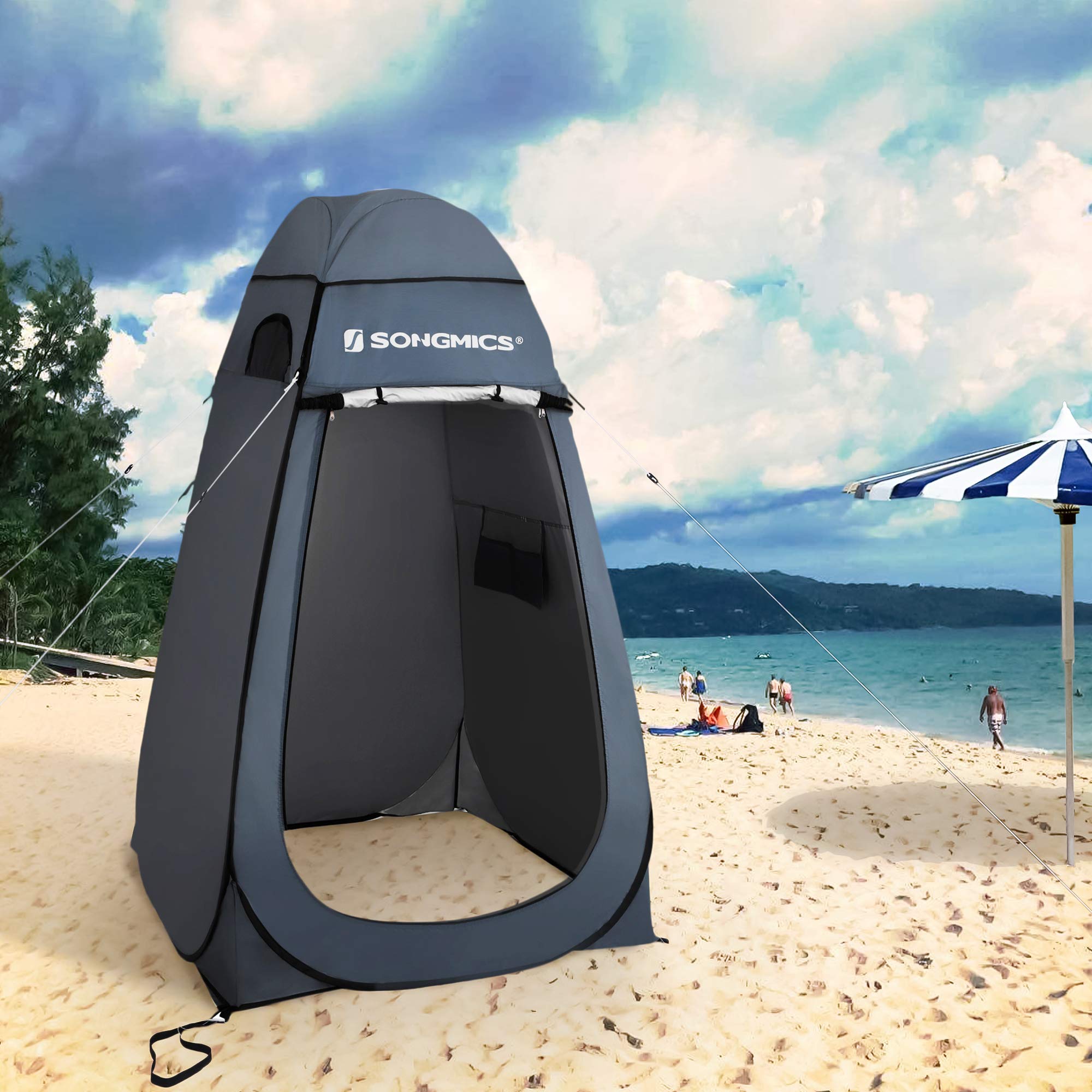 SONGMICS Pop up Tent, Privacy Shelter for Changing Room, Dark Gray + Blue