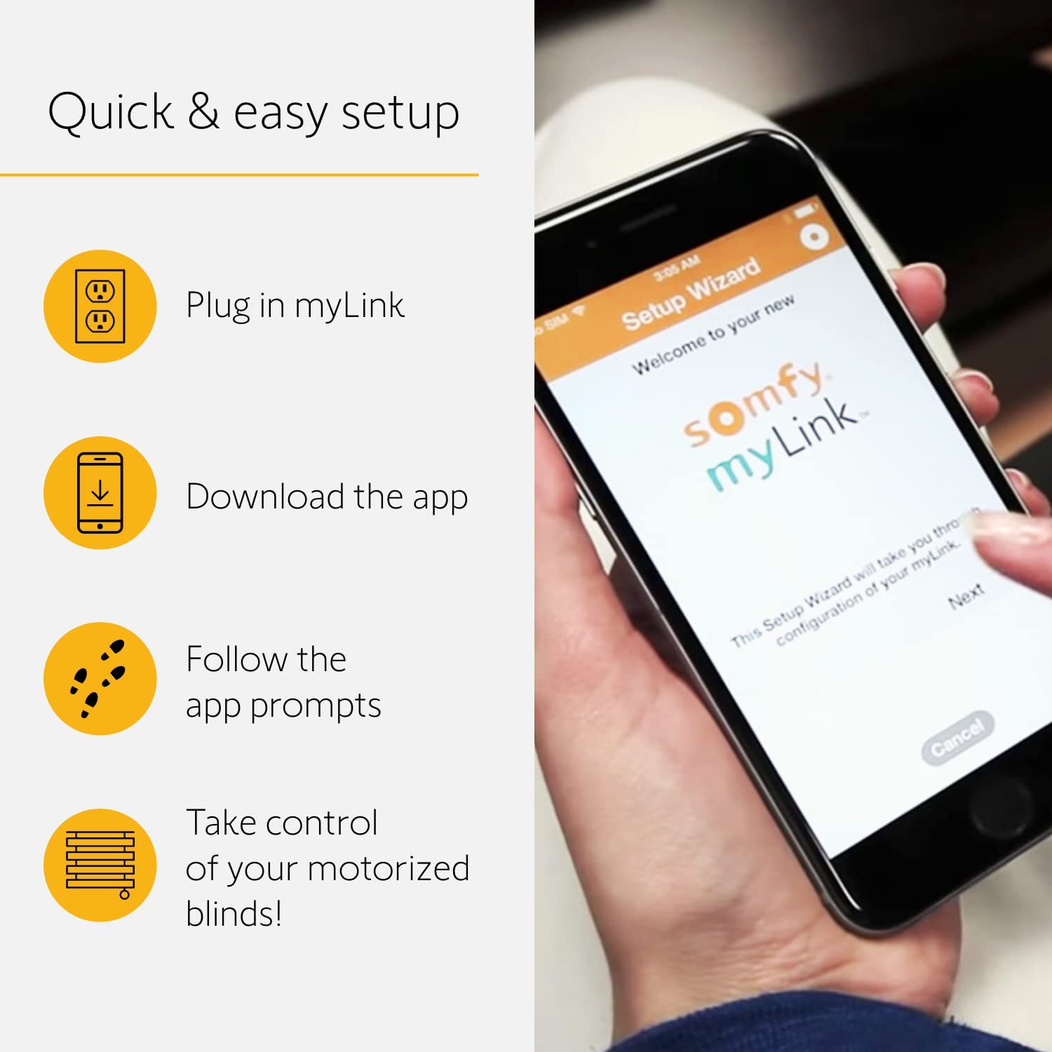 Somfy myLink RTS Hub - Control Motorized Blinds, Shades, Curtains & Awnings with Alexa & Google Assistant - Quick Setup, 16 Channels Control, Wake Up to Sunshine, WiFi Connection #1811403