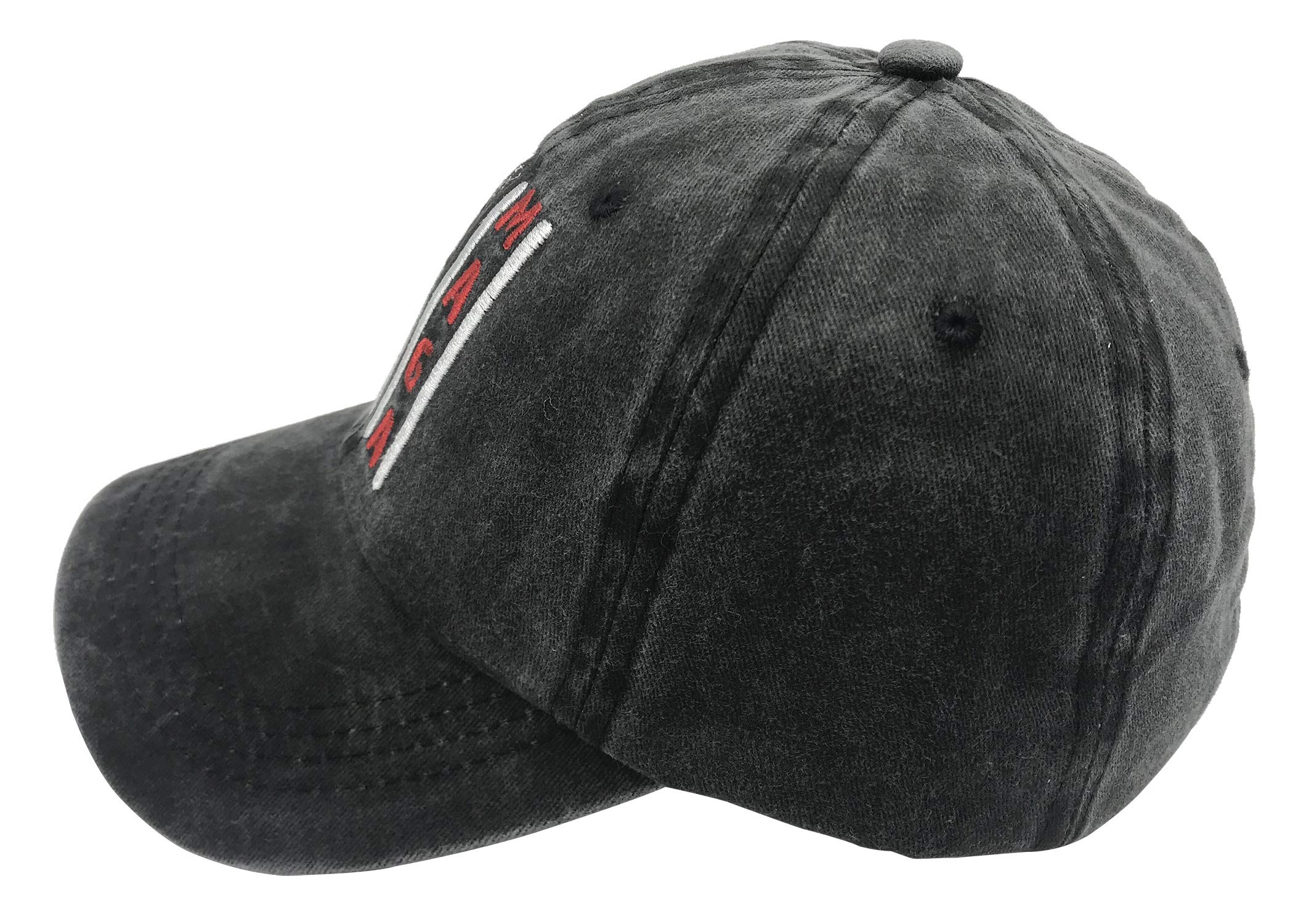 Unisex Make America MAGA Great Again Vintage Adjustable Baseball Cap Denim Dad Hat (One Size, Embroidered Black)
