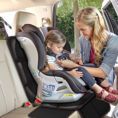 Spotmart Car Seat Protector Covers - for Child Carseat mat 600d Fabric Waterproof Non Slip Thickest Padding with Storage Pockets Durable Cushion Protectors Large Size Prevent Dirt (Black Red Line 2)