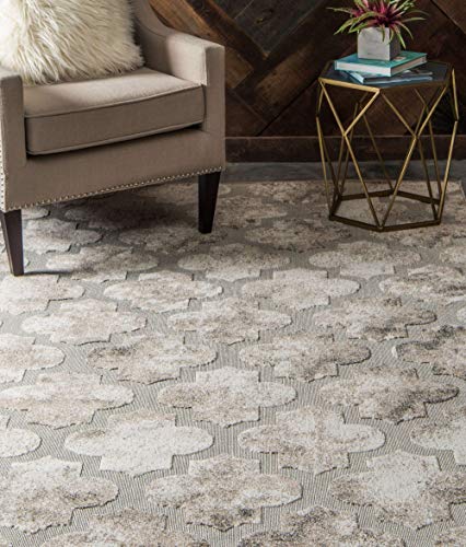 Unique Loom Outdoor Trellis Collection Area Rug - Nashville (9' x 12' Rectangle, Cream/ Brown)