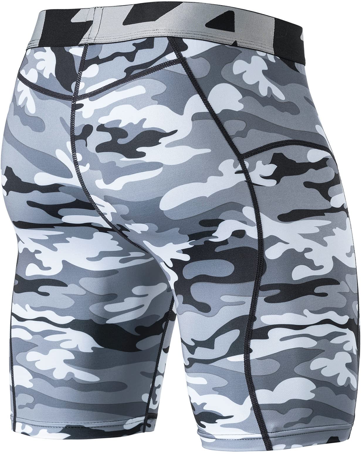 TSLA Men's Athletic Compression Shorts, Sports Performance Active Cool Dry Running Tights, Hyper Control Military Camo Grey, Small