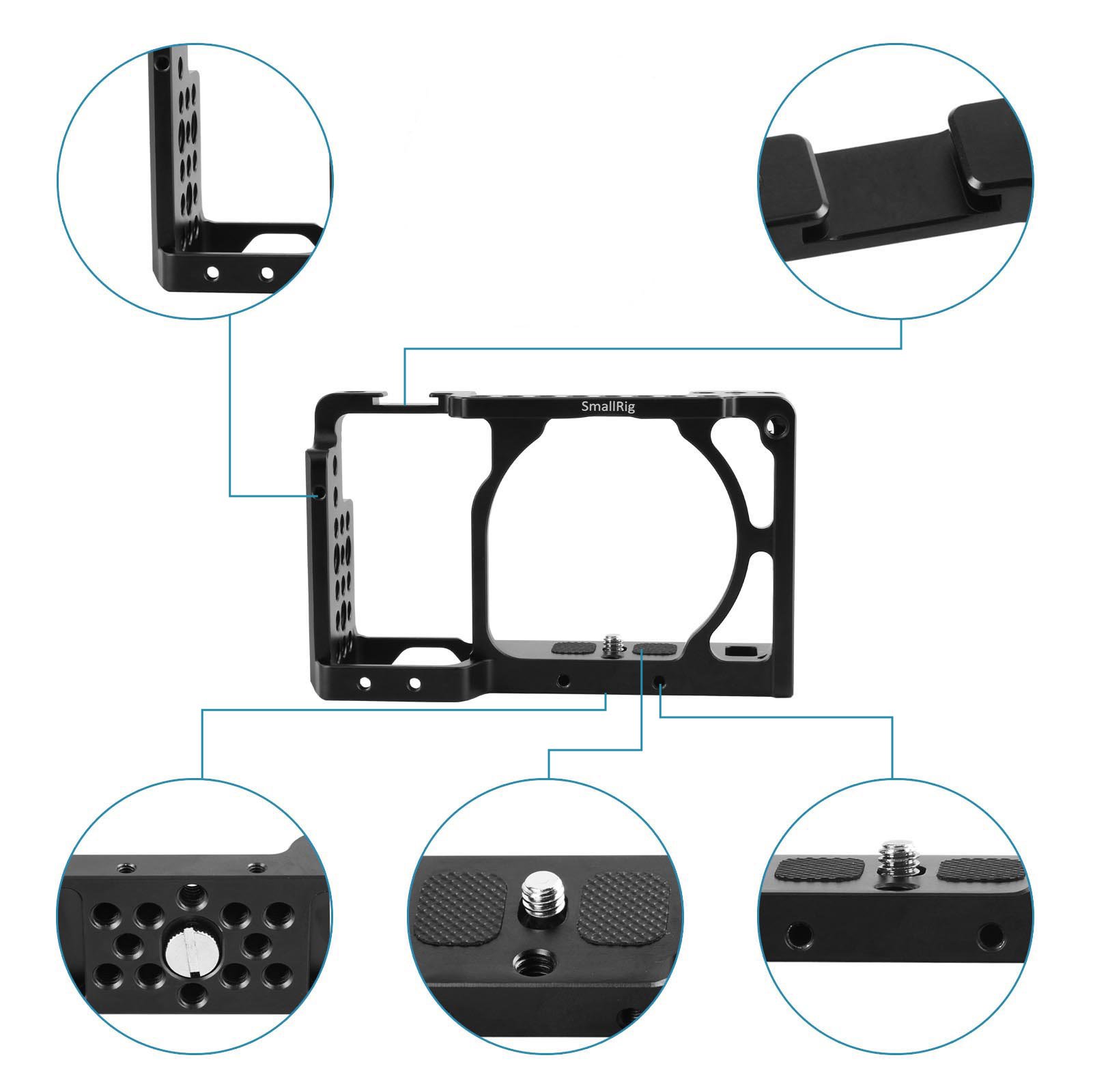 SmallRig Camera Cage only for Sony A6000 A6300 ILCE-6000 ILCE-6300 NEX7, A6000 Cage with 1/4" 3/8" Mounting Points and Built-in Cold Shoe - 1661