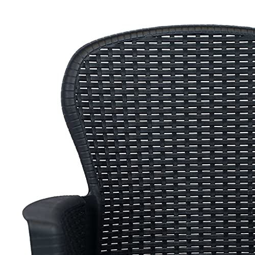 vidaXL 3 Piece Outdoor Bistro Set β Durable, Weather Resistant Plastic Patio Furniture with Rattan Look Design, Anthracite Color, Includes 1 Table and 2 Chairs