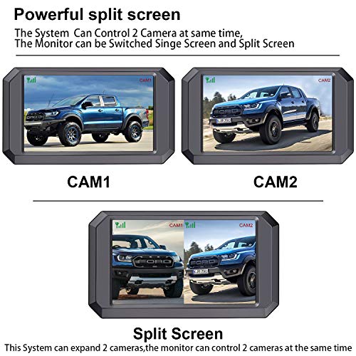 Wireless Backup Camera for Truck,LeeKooLuu F03 Bluetooth Backup Camera Digital Signals Rear View Camera System for Cars Campers Super Night Vision IP69 Waterproof DIY Guidelines
