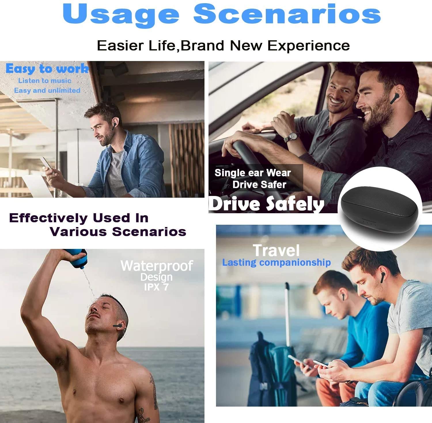 Wireless Bluetooth Earbuds, Headphone USB Charging CVC8.0 Noise Cancelling Earphones, Ergonomic Waterproof Bluetooth 5.0 TWS Stereo Headset with Charging Case White,INNOVATECSYS