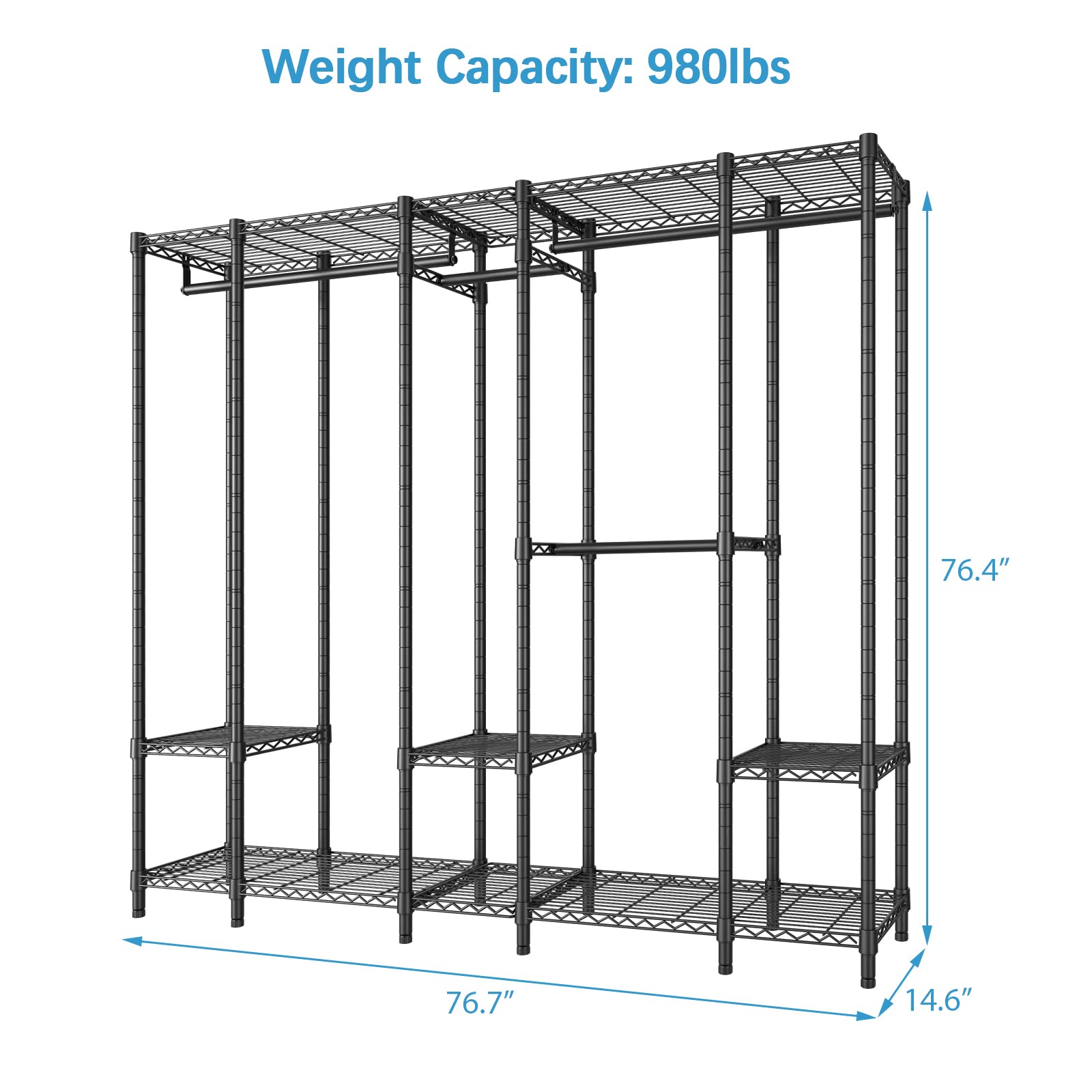 VIPEK V50i Bedroom Armoire Freestanding Closet Wardrobe, Portable Closet Rack, Heavy Duty Clothes Rack Multi-Functional Metal Clothing Rack for Hanging Clothes, Max Load 980lbs, Medium Size (White)