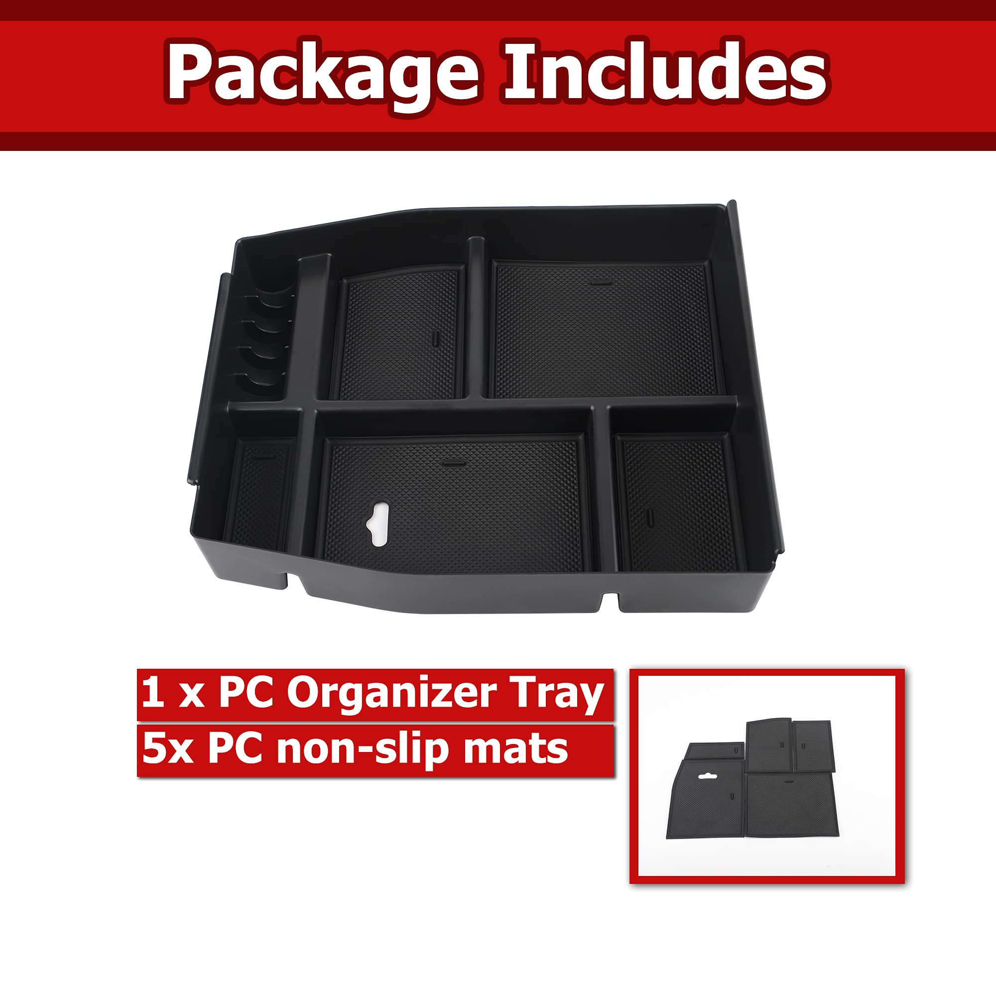 YIZBAP Center Console Organizer Replacement for 2015-2020 Ford F150, Center Console Organizer Table Tray Armrest Acc