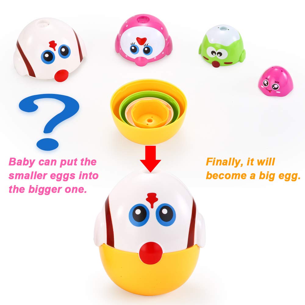 VATOS Nesting Easter Eggs Toy, Plastic Eggs Stacking Toy, Matching & Sorting Learning Toys for 1.5+ Years Old Toddler, Easter Egg Stuffers for Basket, Stacker Toys for 18 Months+ Baby