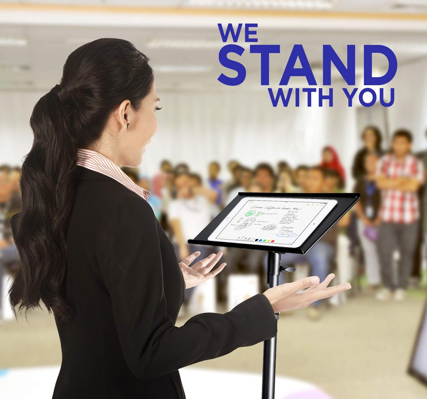 STARUMENT Projector Stand Tripod, Laptop Tripod Stand Adjustable Height 32.3” – 52” | Lightweight & Portable 15.3” x 12.2” Tilted Portable Laptop Stand | Raised Edges for Protection