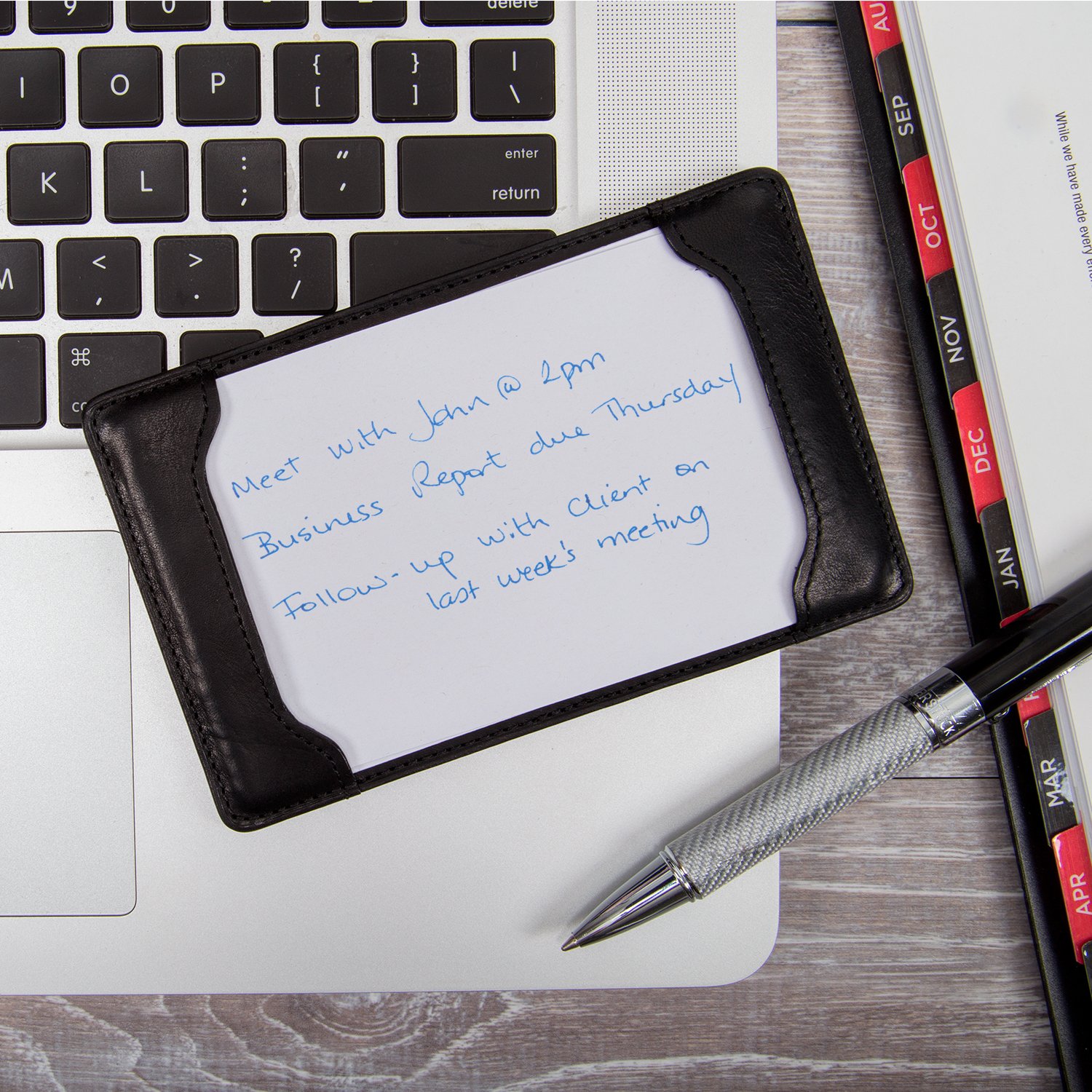Tony Perotti Italian Leather Pocket Index Card Holder 3x5 - Portable Index Card Case - Memo Jotter Note Card Case Holds 3" x 5" Index Cards