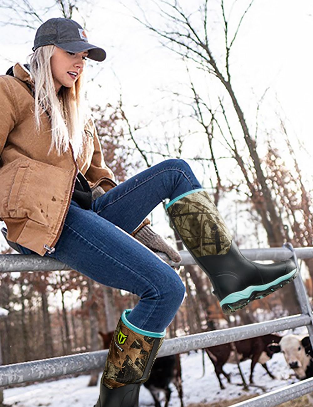 TIDEWE Hunting Boot for Women, Insulated Waterproof Durable Women's Hunting Boot, 6mm Neoprene and Rubber Outdoor Boot(Green Size 8)