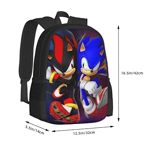 Sonic Hedgehog Backpack Cute Cartoon Backpack Casual Lightweight Laptop Backpack Travel Backpack Casual Daypack Sonic Fan Gift