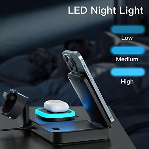 Wireless Charger,for Apple Mag-Safe Charger,5 in 1 Magnetic Charging Station for iPhone 14/13/12/11/X/8,for iWatch,for AirPods 3/2/Pro,for Samsung Galaxy(Black)