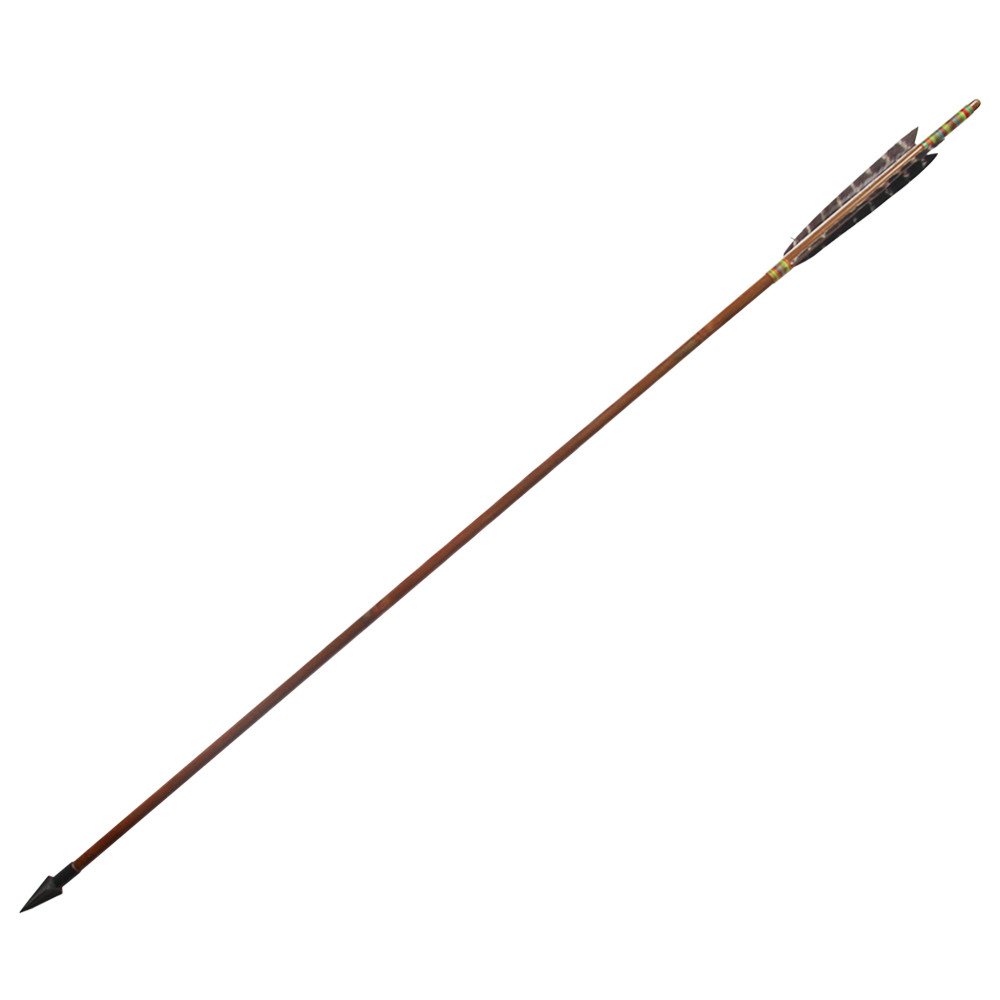 zzuus 33" Handmade Bamboo Arrows Eagle Feather Shaft Diameter 8mm Steel Arrowheads for 20-70 Lbs Long Bow and Recurve Bow Hunting Archery (6pcs)