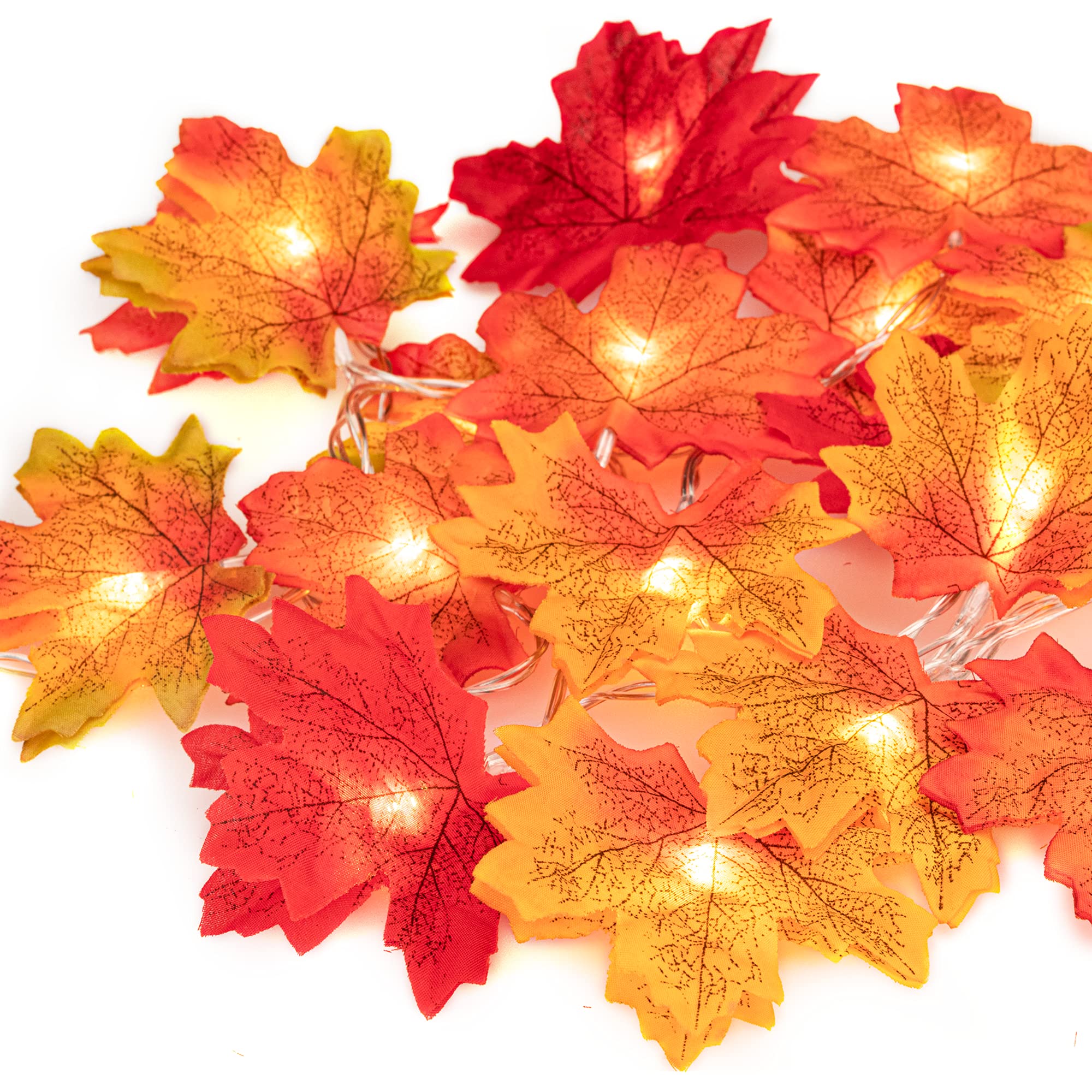 UNEEDE Fall Decor Maple Leaves String Light, Waterproof Thanksgiving Decorations Fall Seasonal Lights 3AA Battery Powered Lighted Garland for Holiday Party Indoor Outdoor Halloween Thanksgiving Decor