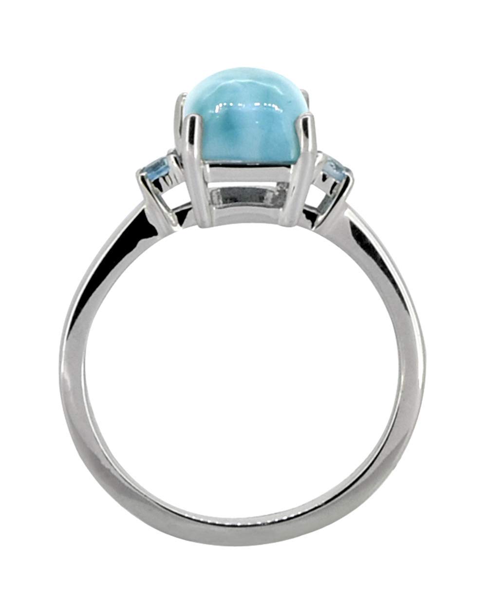 YoTreasure 2.87 Cts. Larimar Swiss Blue Topaz Solid 925 Sterling Silver Ring